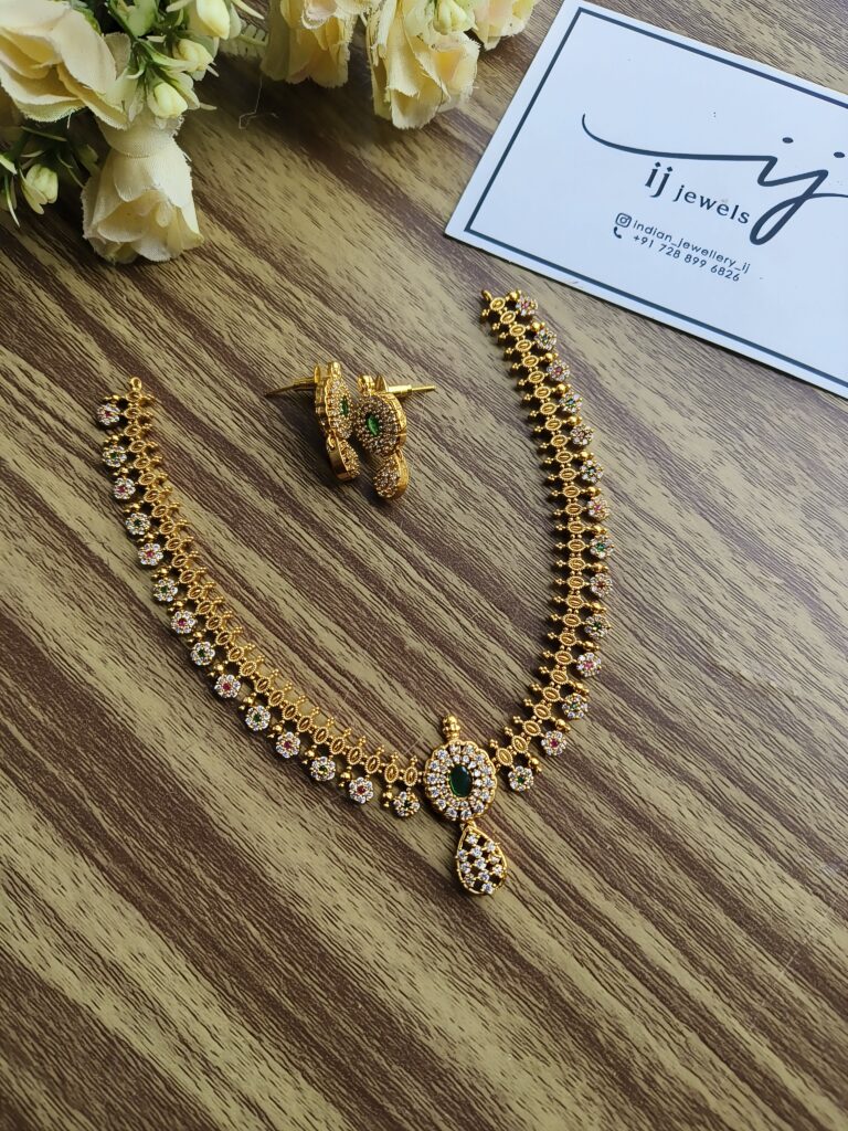 Simple Traditional Stone Necklace – Indian Jewllery
