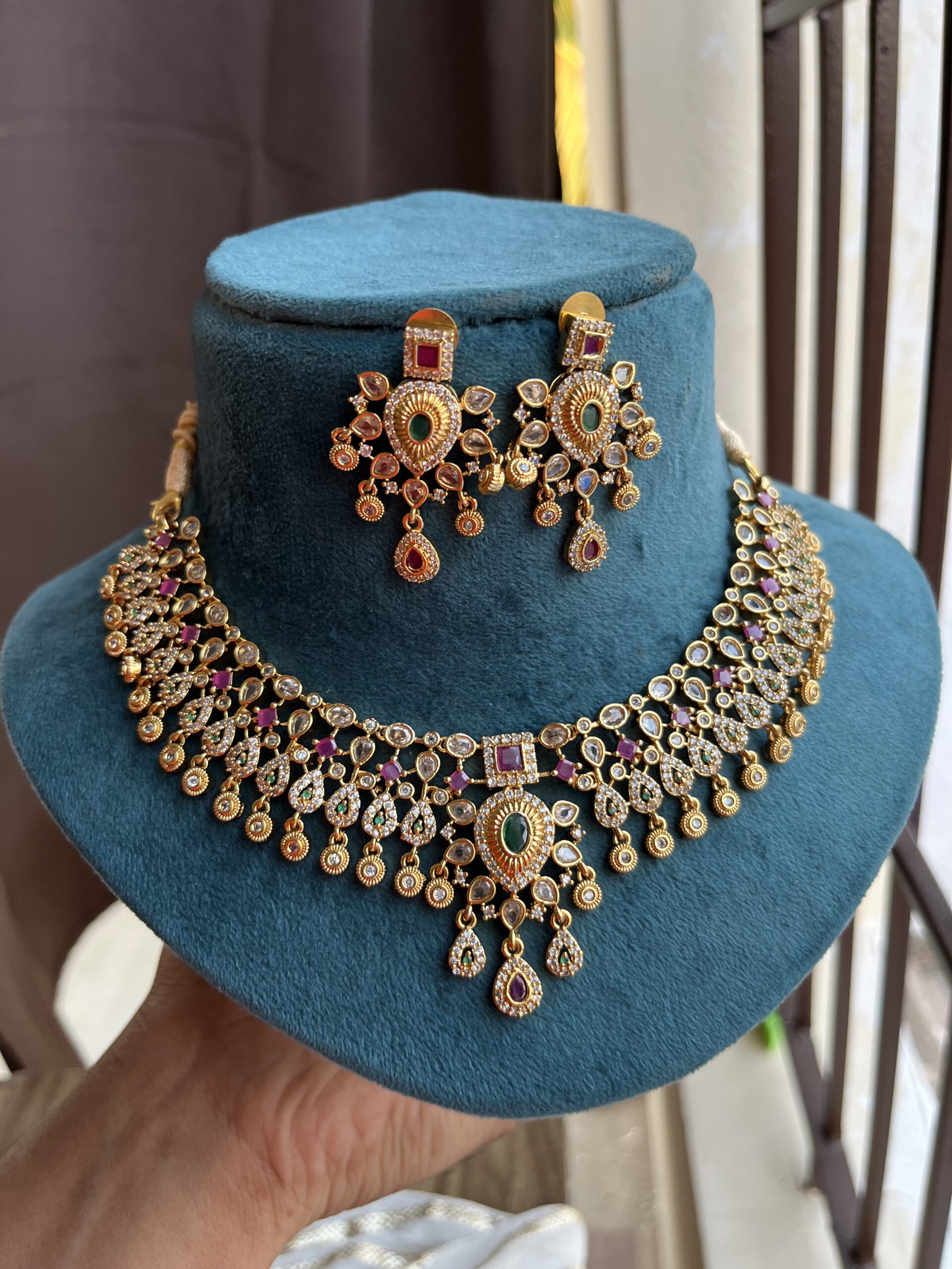 Kempu Stone Necklace – Indian Jewllery