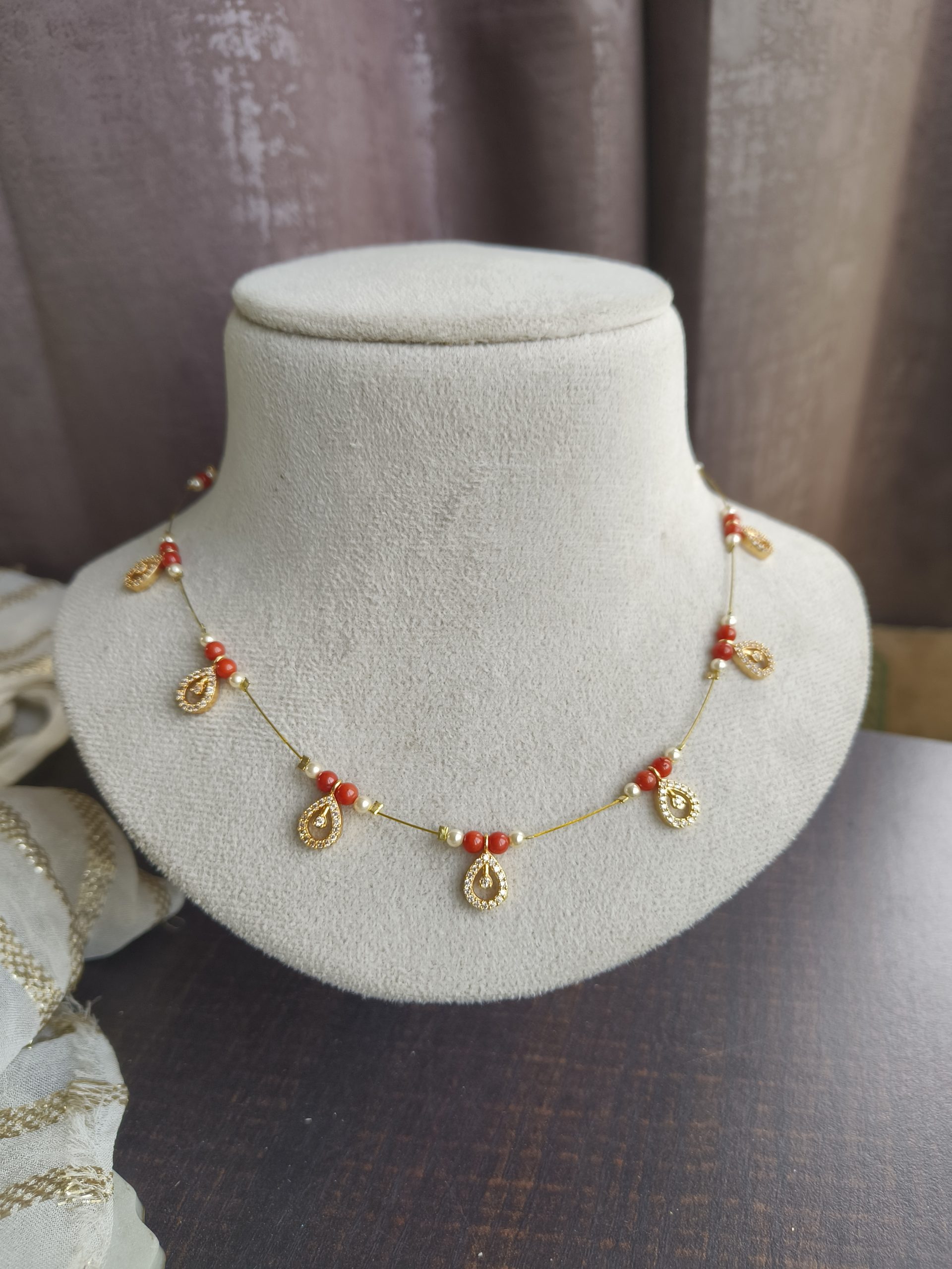 Coral Invisible Chain – Indian Jewllery